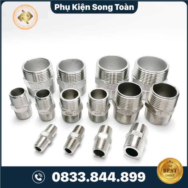 Kép Ren Ngoài 1 Inch (DN25) – Inox 304 | Hai Đầu Ren Ngoài BSP34 - Phụ Kiện Song Toàn